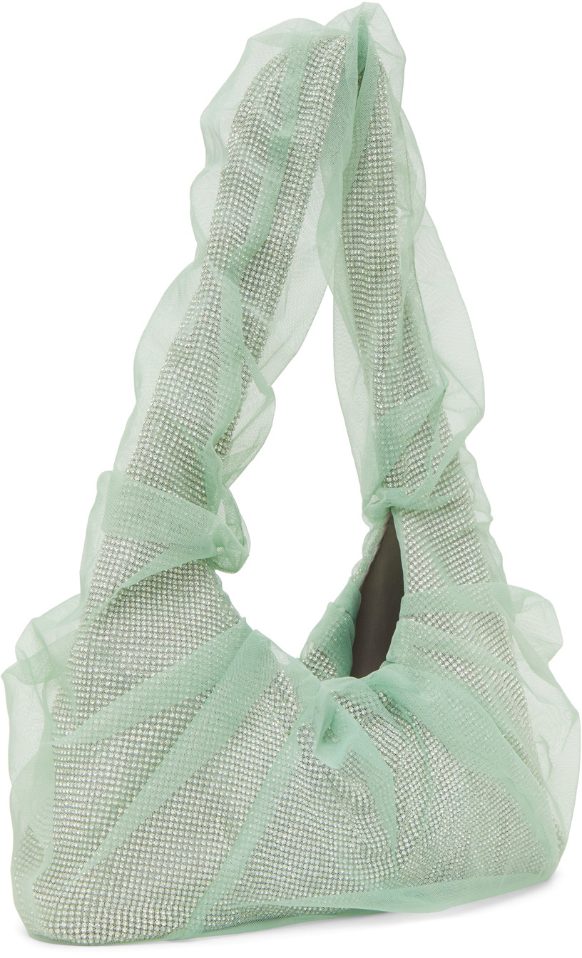 KARA SSENSE Exclusive Silver & Green Crystal Mesh Bag Kara