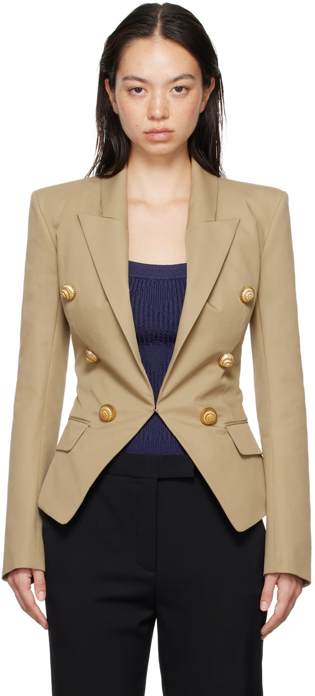 Balmain Beige 6-Button Blazer Balmain