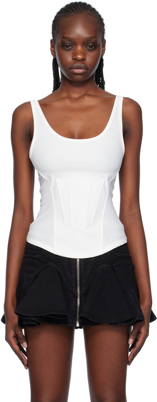 Mugler White Corseted Tank Top Mugler