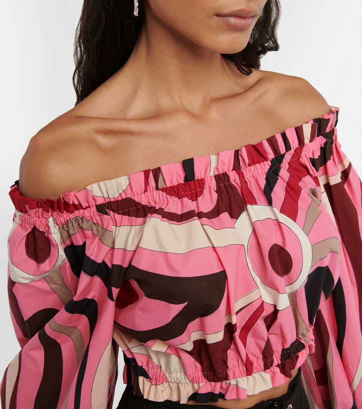 Pucci - Printed off-shoulder cotton shirt Emilio Pucci