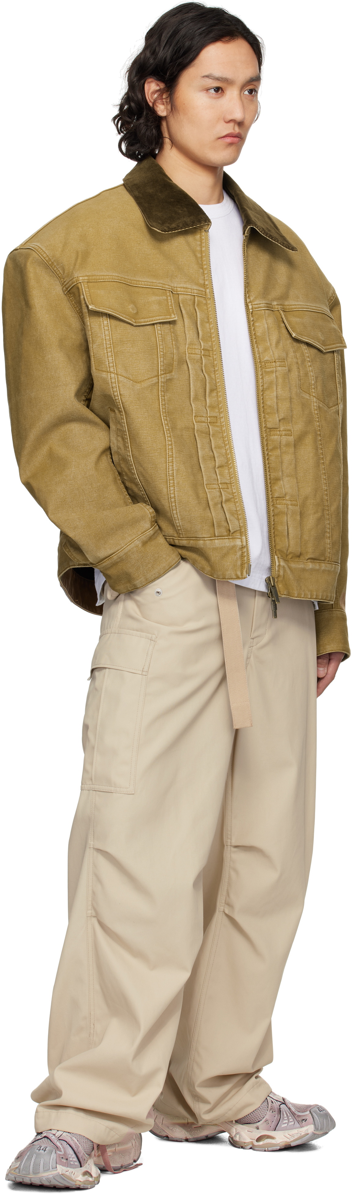 Feng Chen Wang Tan Washed Canvas Workwear Jacket Feng Chen Wang