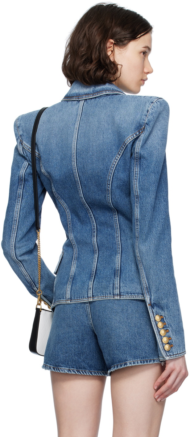 Balmain Blue 8-Button Denim Blazer Balmain