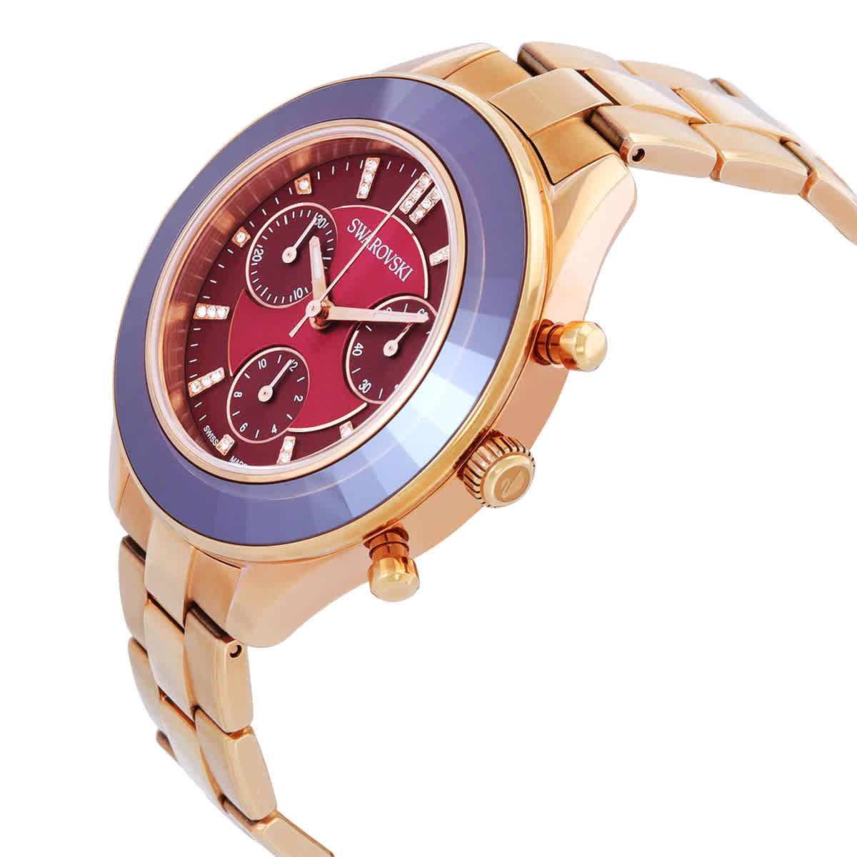 Swarovski Octea Lux Sport Chronograph Quartz Crystal Burgundy Dial ...