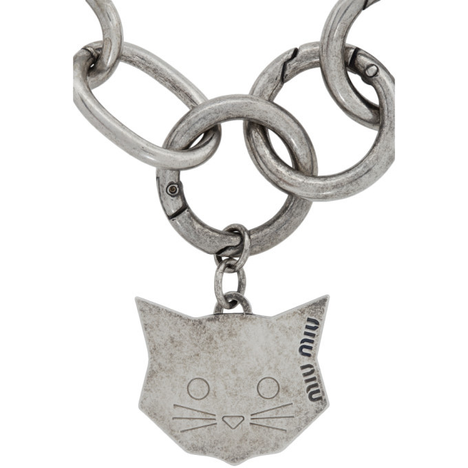 Miu Miu Silver Cat Charm Necklace Miu Miu
