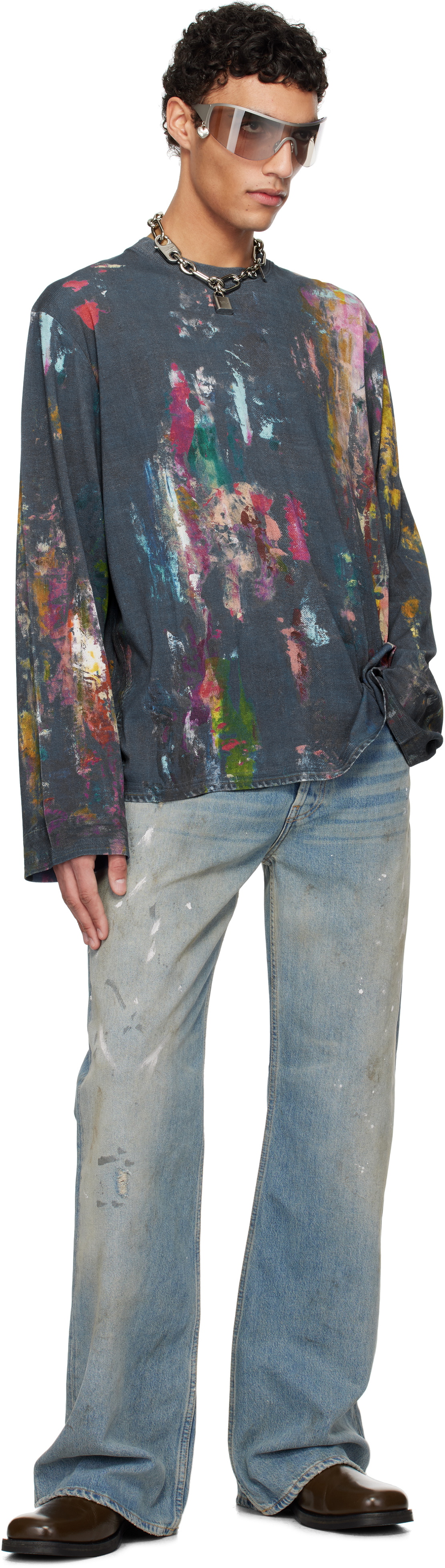 Acne Studios Blue Paint Splatter T-shirt Acne Studios