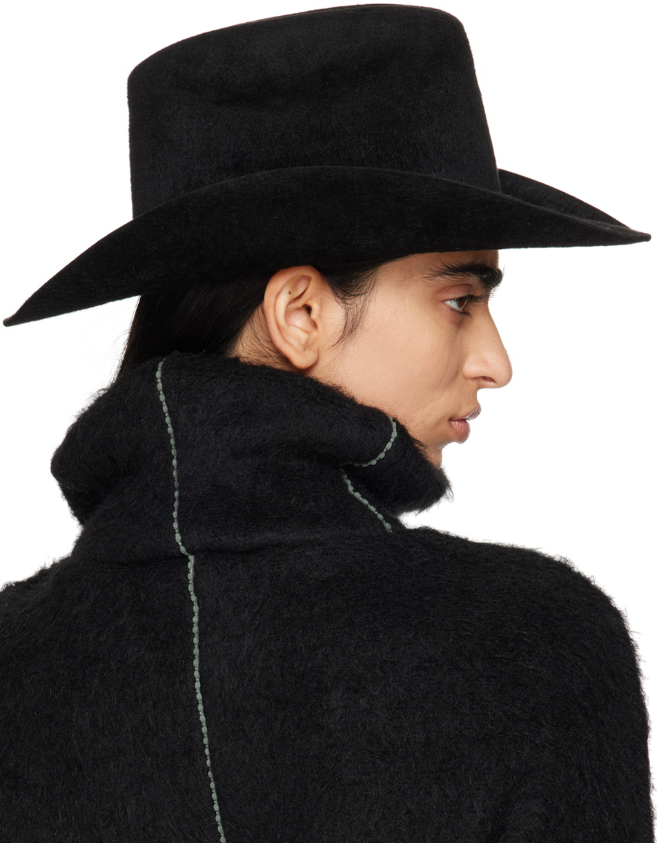 Ruslan Baginskiy Black RB Monogram Cowboy Fedora Ruslan Baginskiy