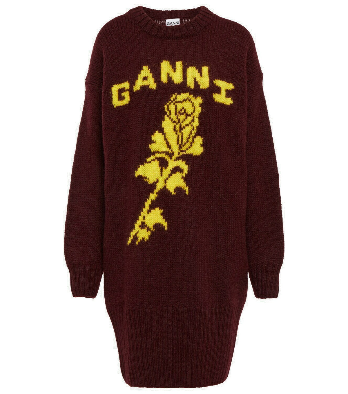Ganni - Oversized logo wool sweater dress GANNI