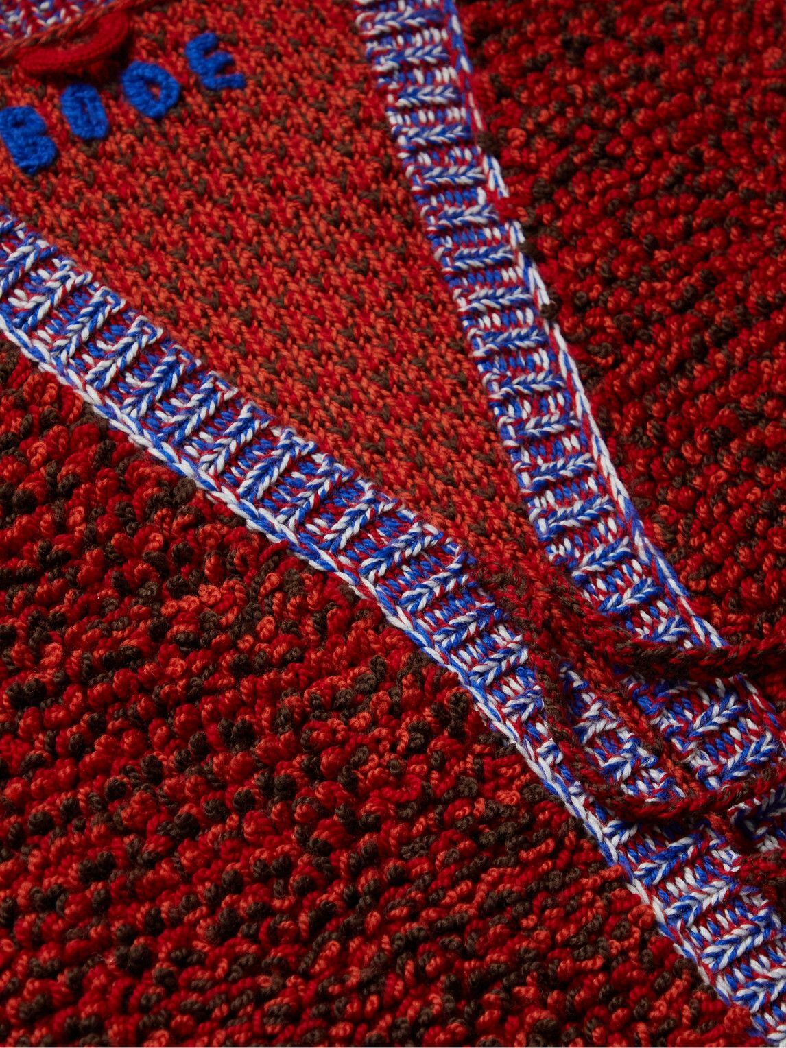 BODE - Trekking Tie-Front Merino Wool Cardigan - Red Bode