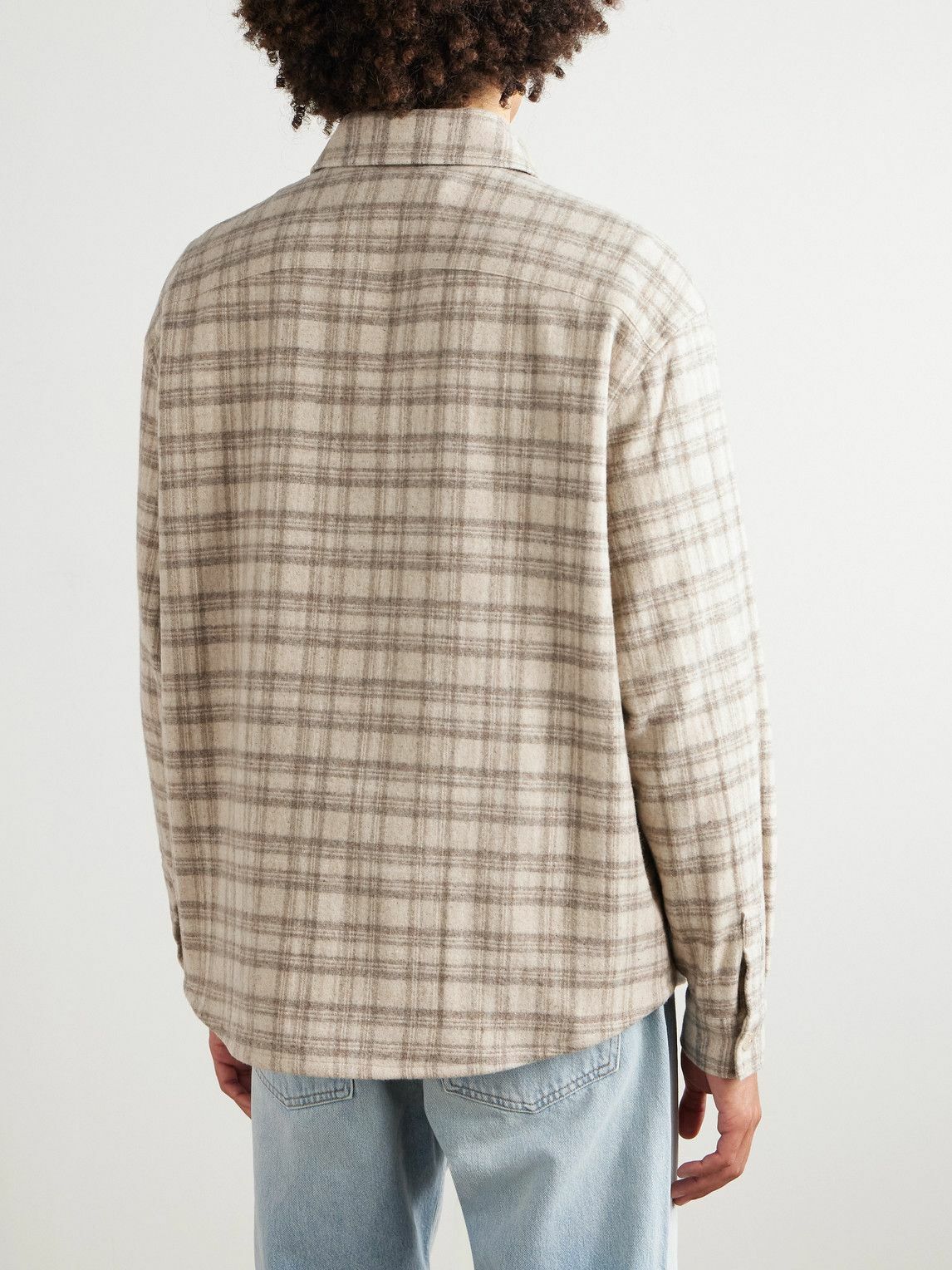 FRAME - Checked Wool-Blend Flannel Overshirt - Neutrals Frame Denim