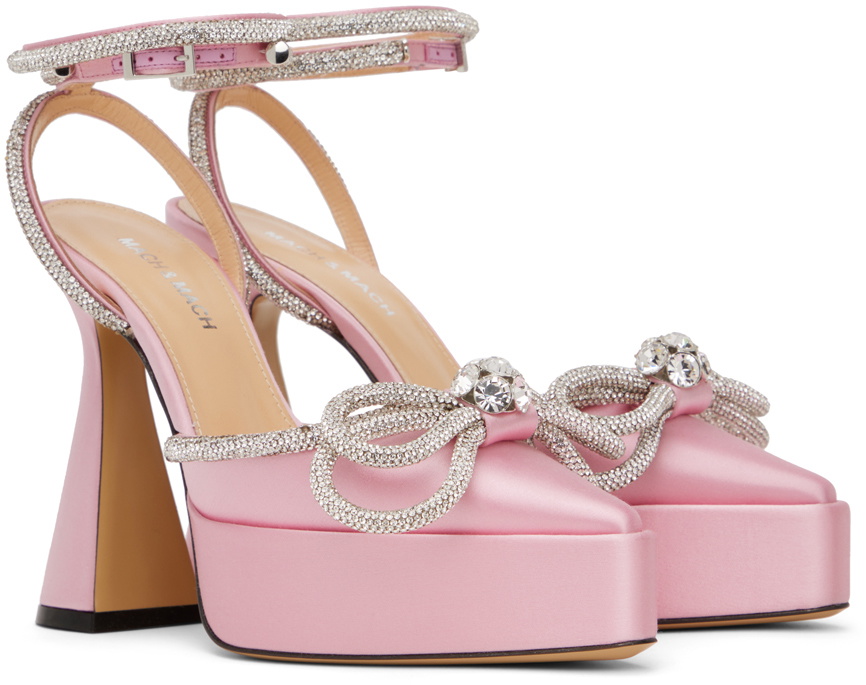 MACH & MACH Pink Double Bow 140 Platform Heels MACH & MACH