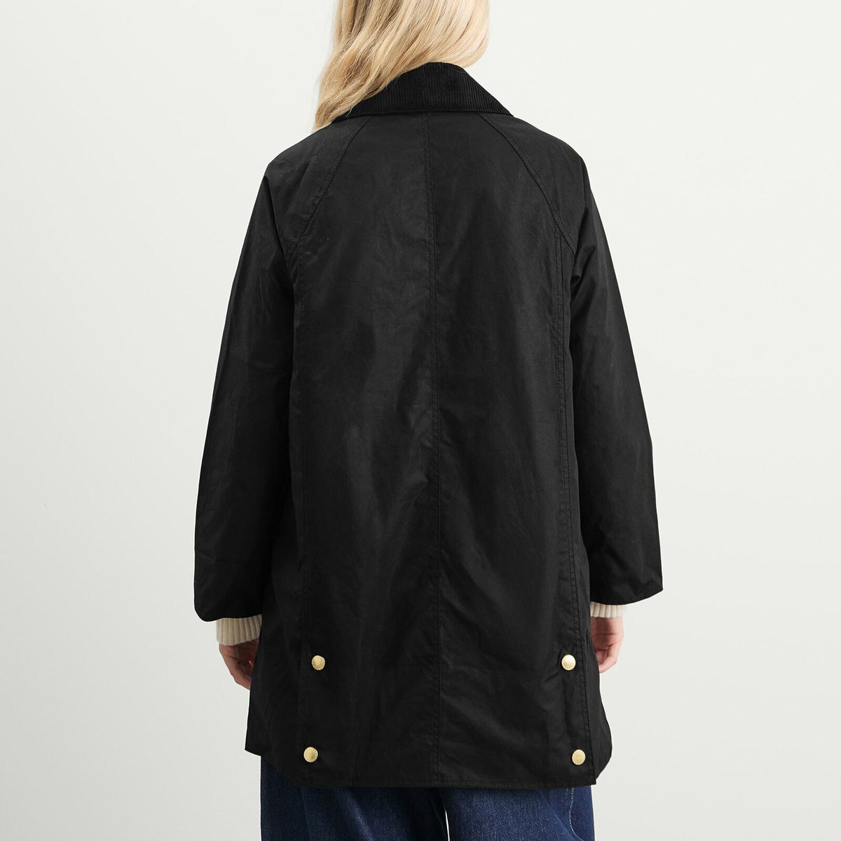 Barbour Women's Long Beadnell Wax Jacket in Black/Classic Barbour