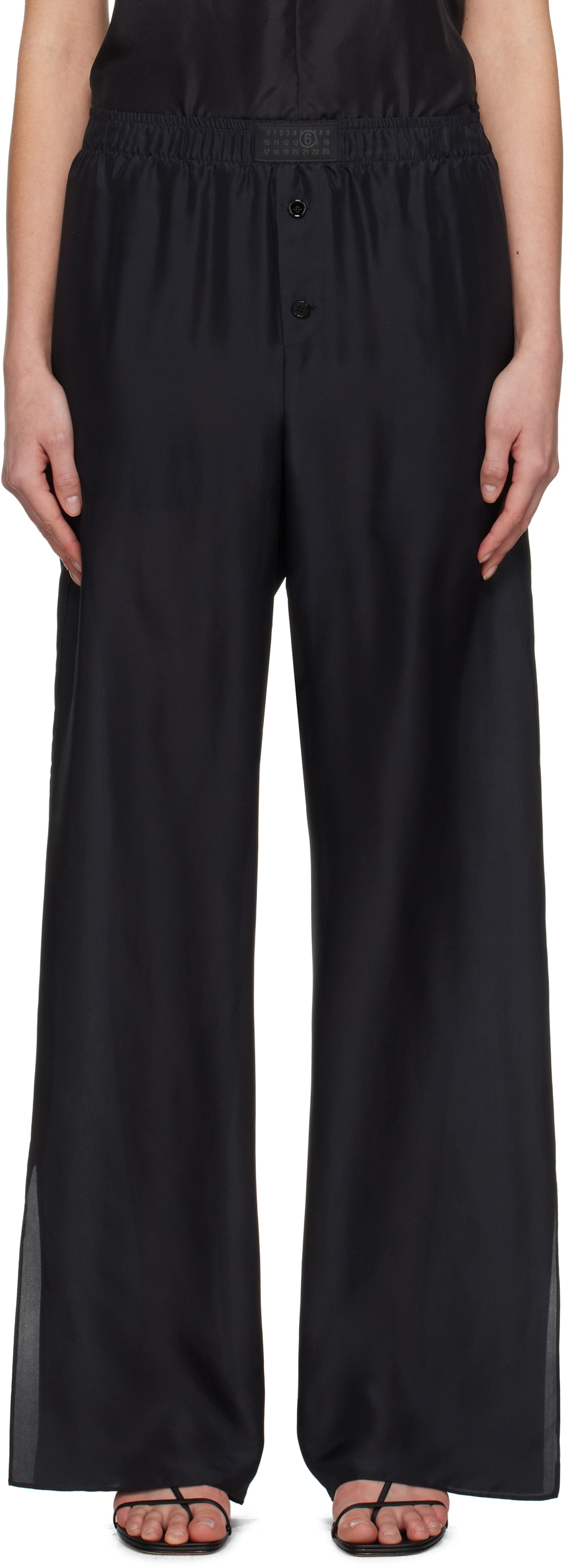 MM6 Maison Margiela Black Light Silk Pyjama Pants MM6 Maison Margiela