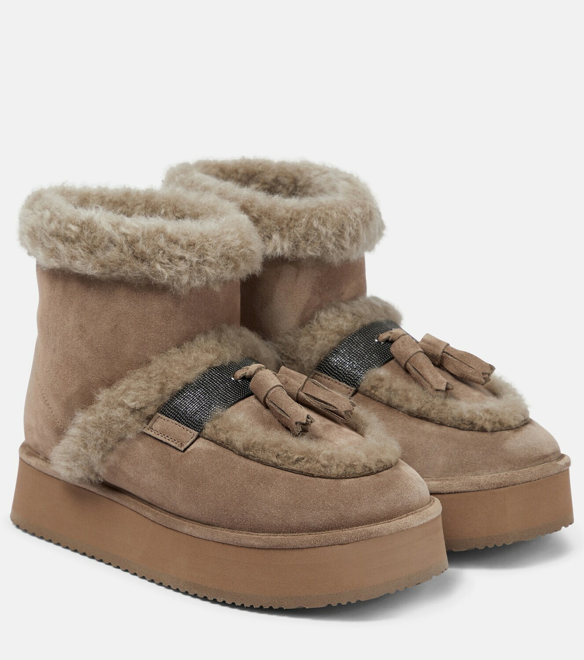 Brunello Cucinelli - Shearling-lined platform ankle boots Brunello ...