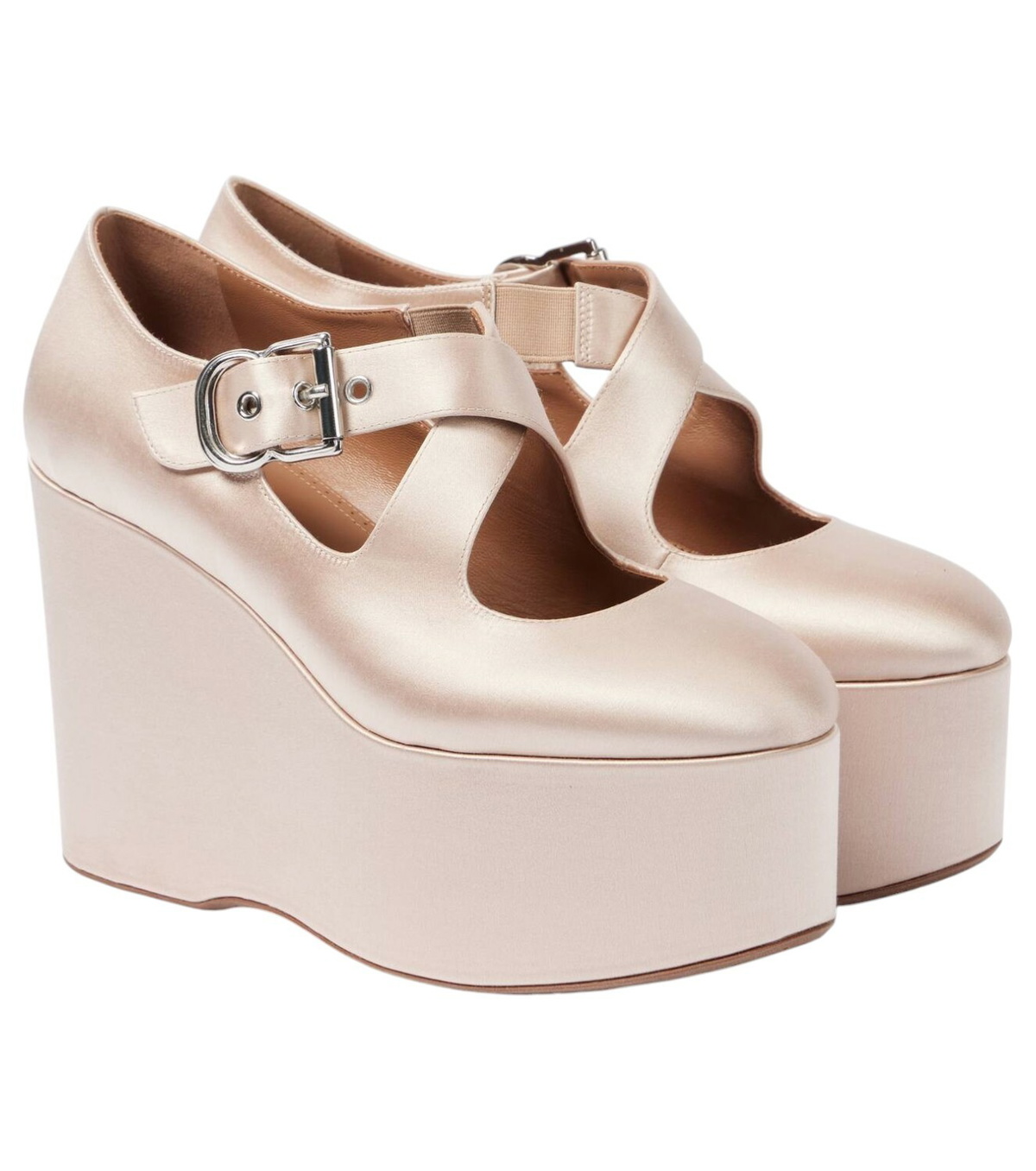 Alaïa Crisscrossed satin platform ballet flats ALAÏA