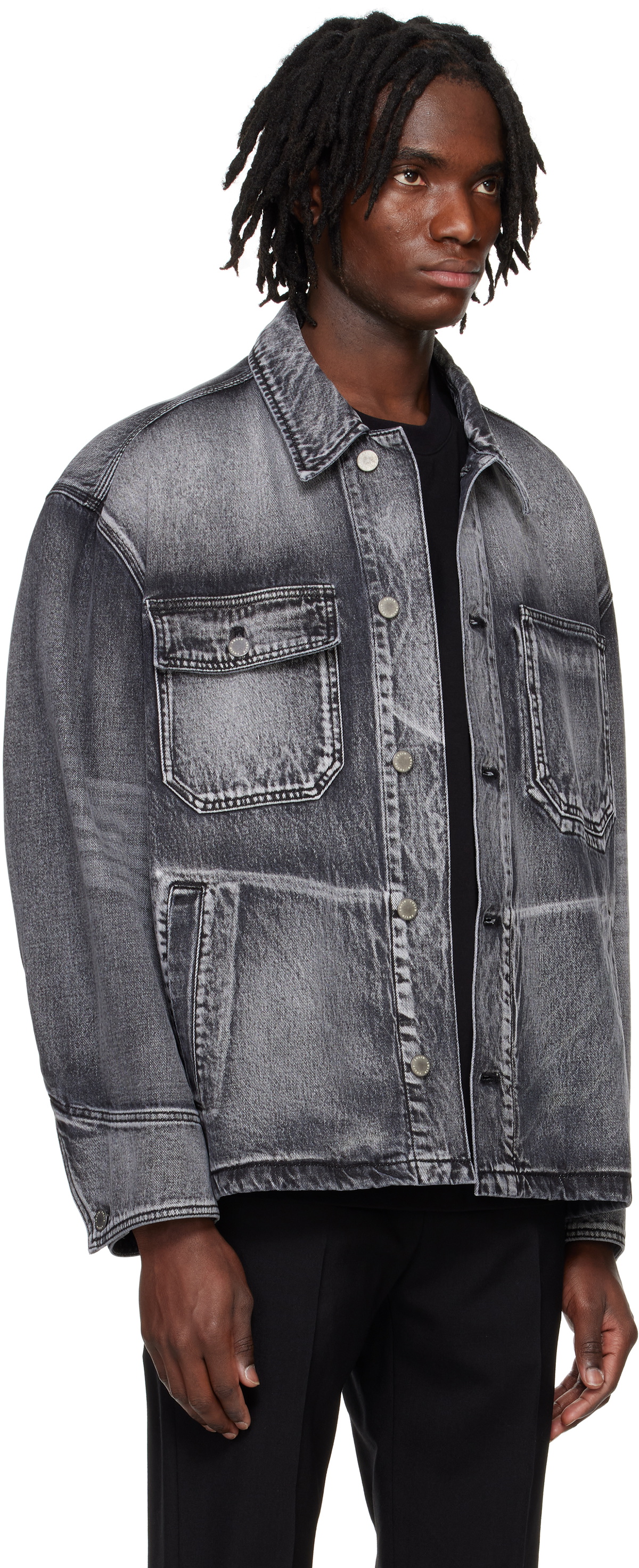 Solid Homme Gray Work Denim Jacket Solid Homme