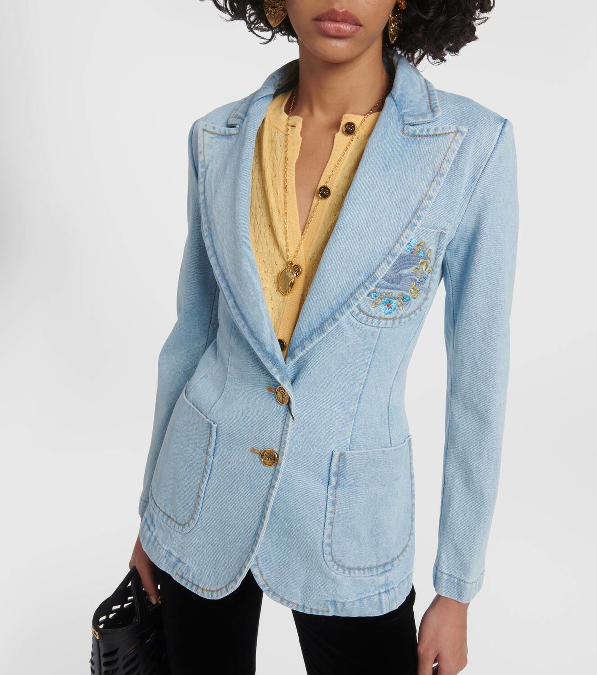 Etro Embroidered denim blazer Etro