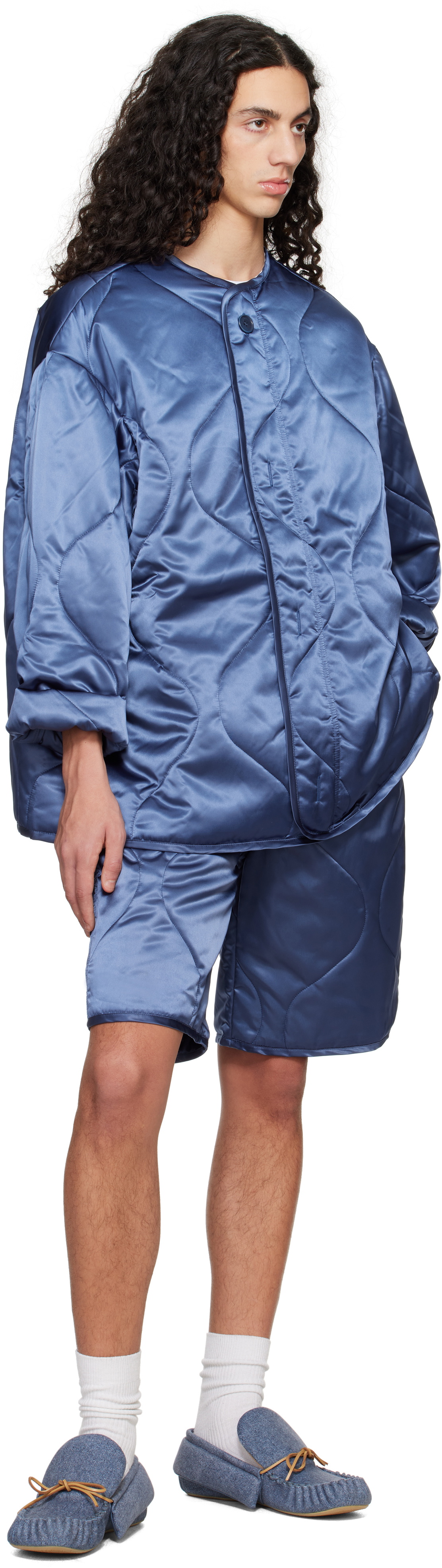 JW Anderson Navy Oversized Quilted Jacket JW Anderson