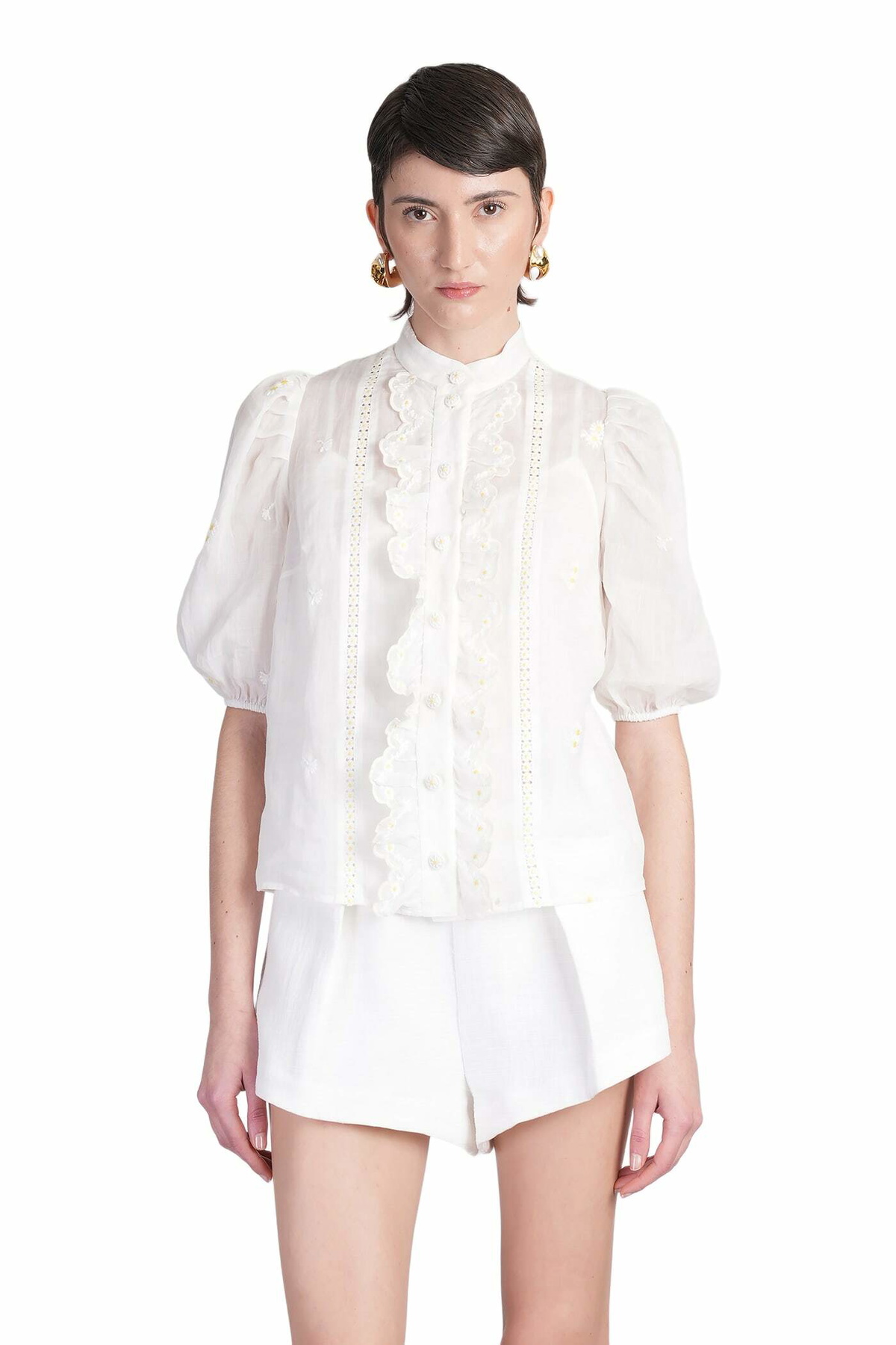 Zimmermann Shirt In White Ramie Zimmermann
