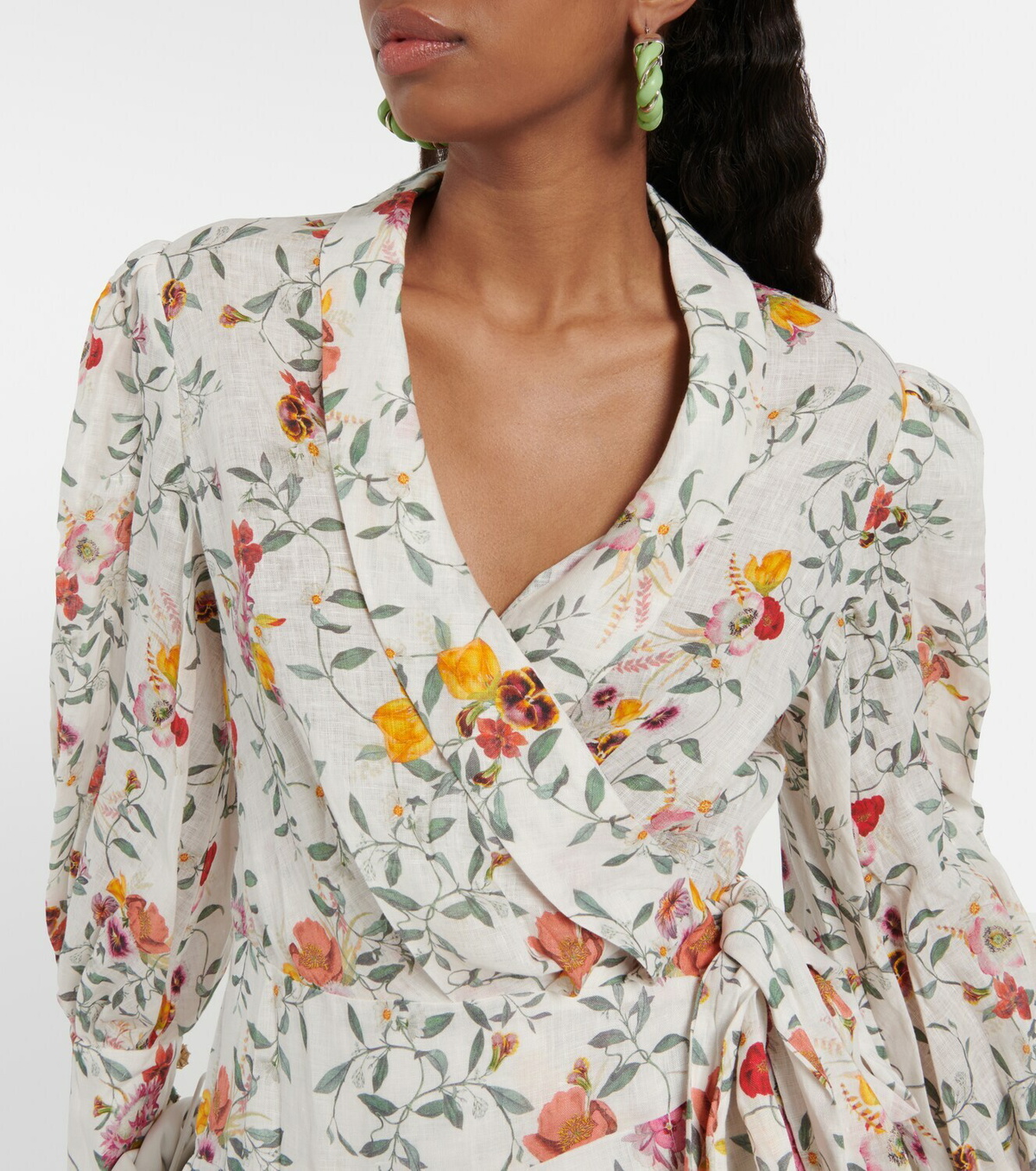 Zimmermann - Floral linen wrap minidress Zimmermann