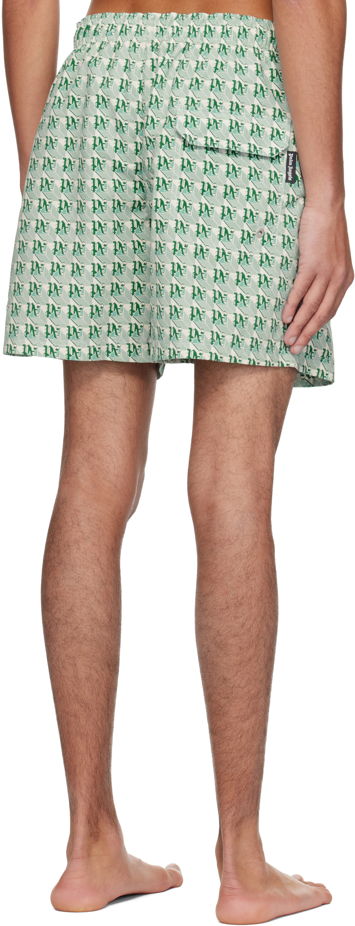 Palm Angels Green & Off-White 'PA' Diamond Swim Shorts Palm Angels