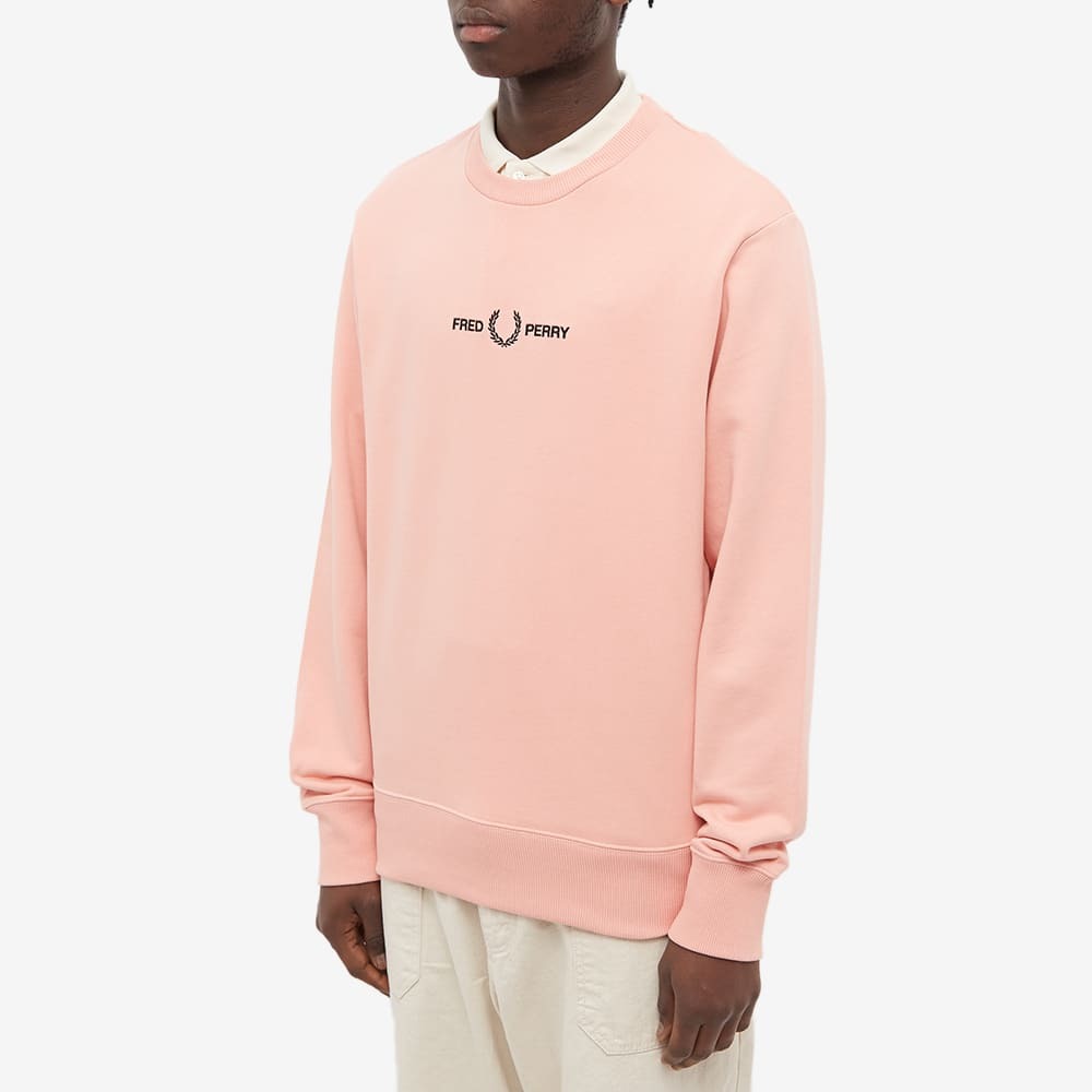 Fred Perry Men's Embroidered Sweat in Pink Peach Fred Perry