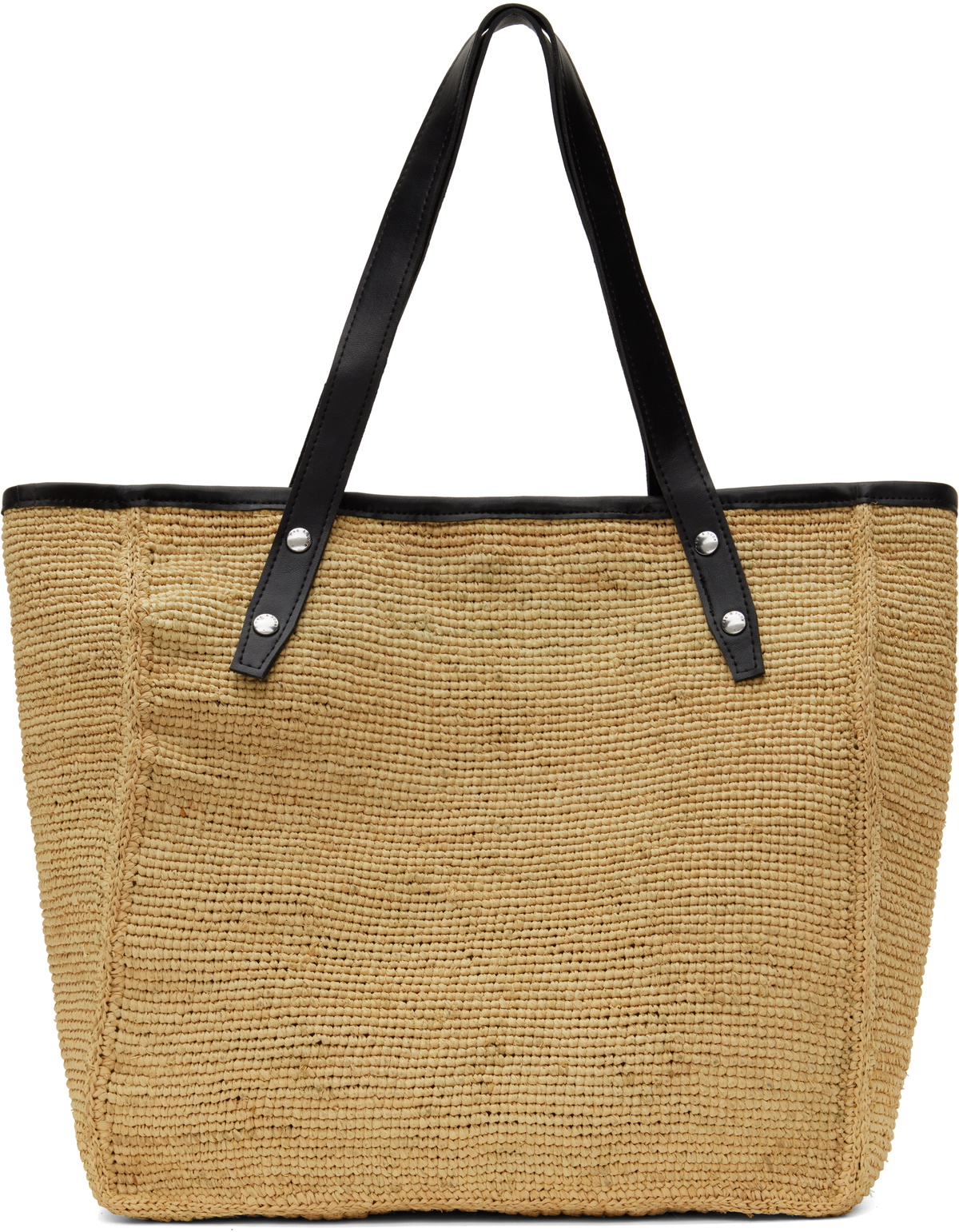 rag & bone Beige Daily Leather-Trimmed Straw Tote Rag and Bone
