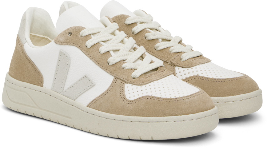 VEJA Beige & White V-10 Leather Sneakers VEJA