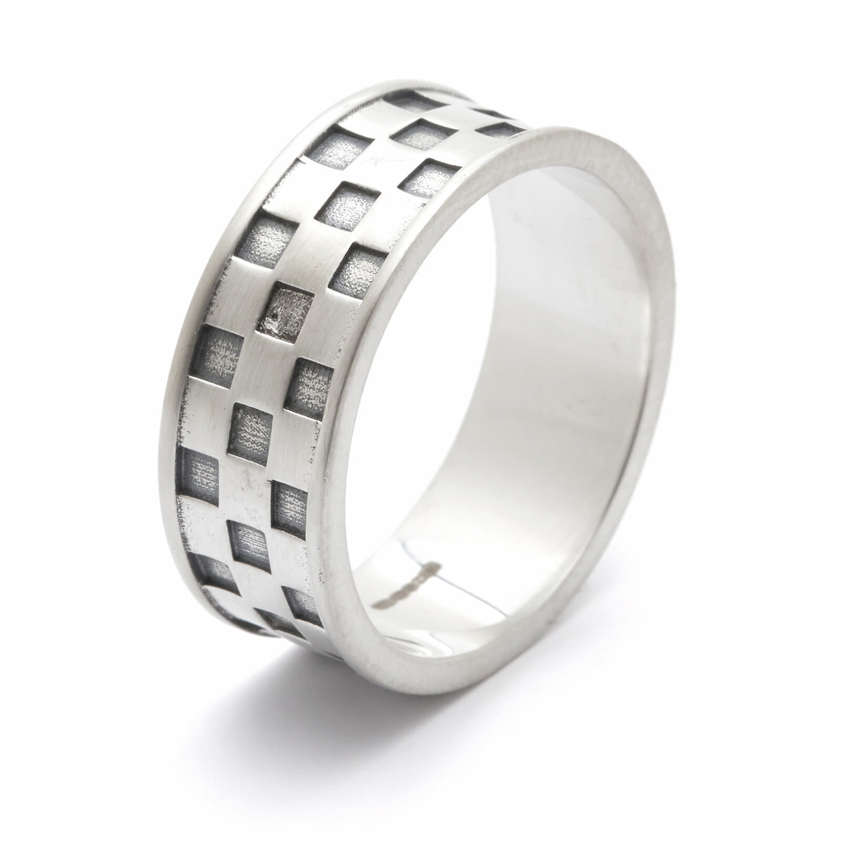 Serge DeNimes Men's Checkered Ring in Silver Serge DeNimes