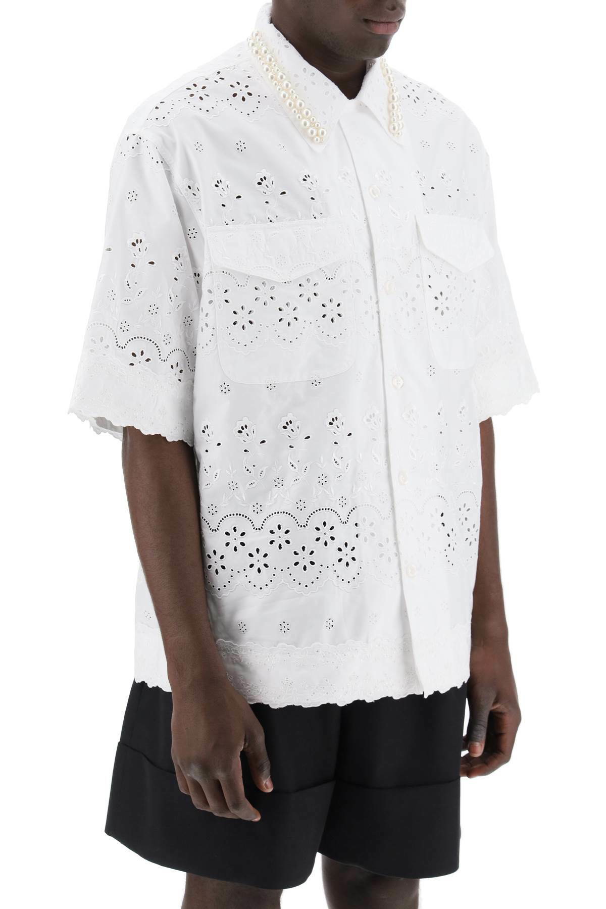 SIMONE ROCHA "scalloped lace shirt with pearl White Simone Rocha