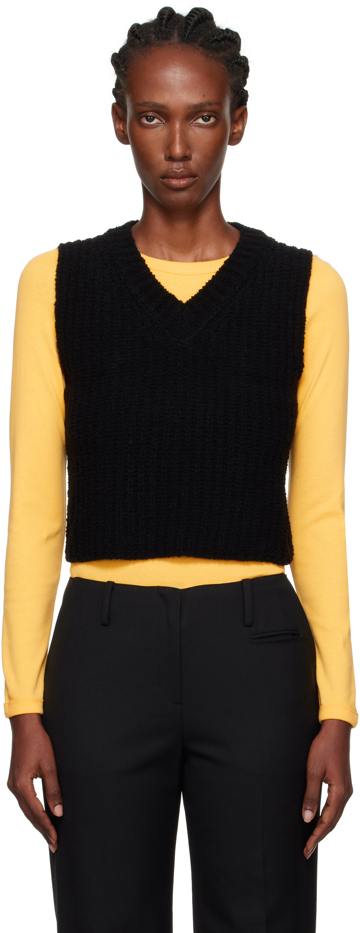 Nothing Written Black Garine Wool Sweater Vest NOTHING WRITTEN