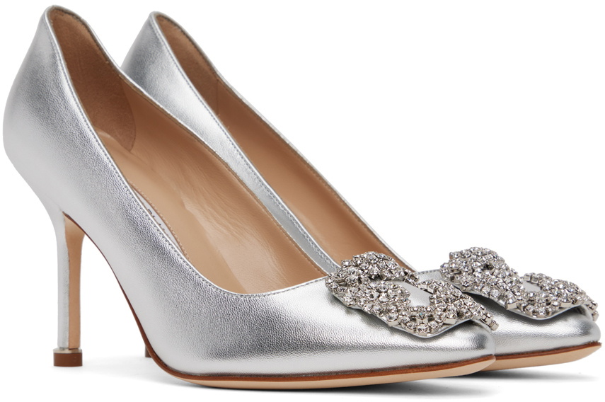 Manolo Blahnik Silver Hangisi Heels Manolo Blahnik