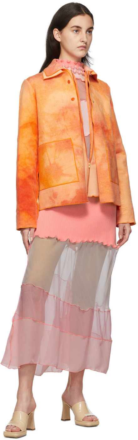 Sherris Orange Wool Double Layer Coat Sherris