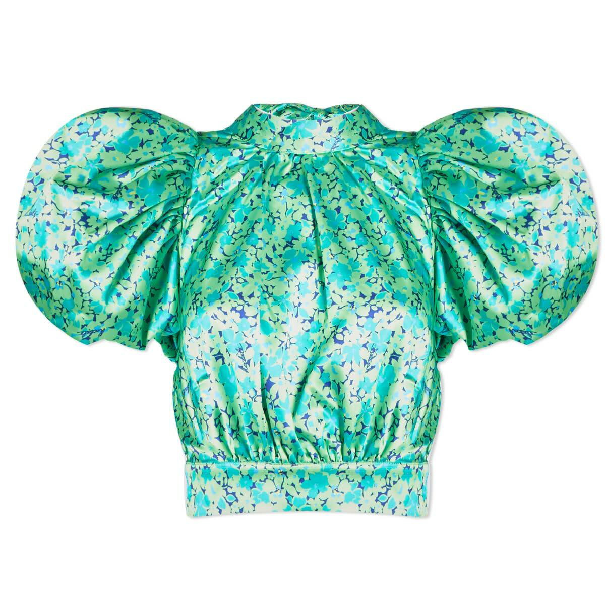 Rotate Women's Puff Sleeve Top in Clematis Blue Combi ROTATE Birger ...