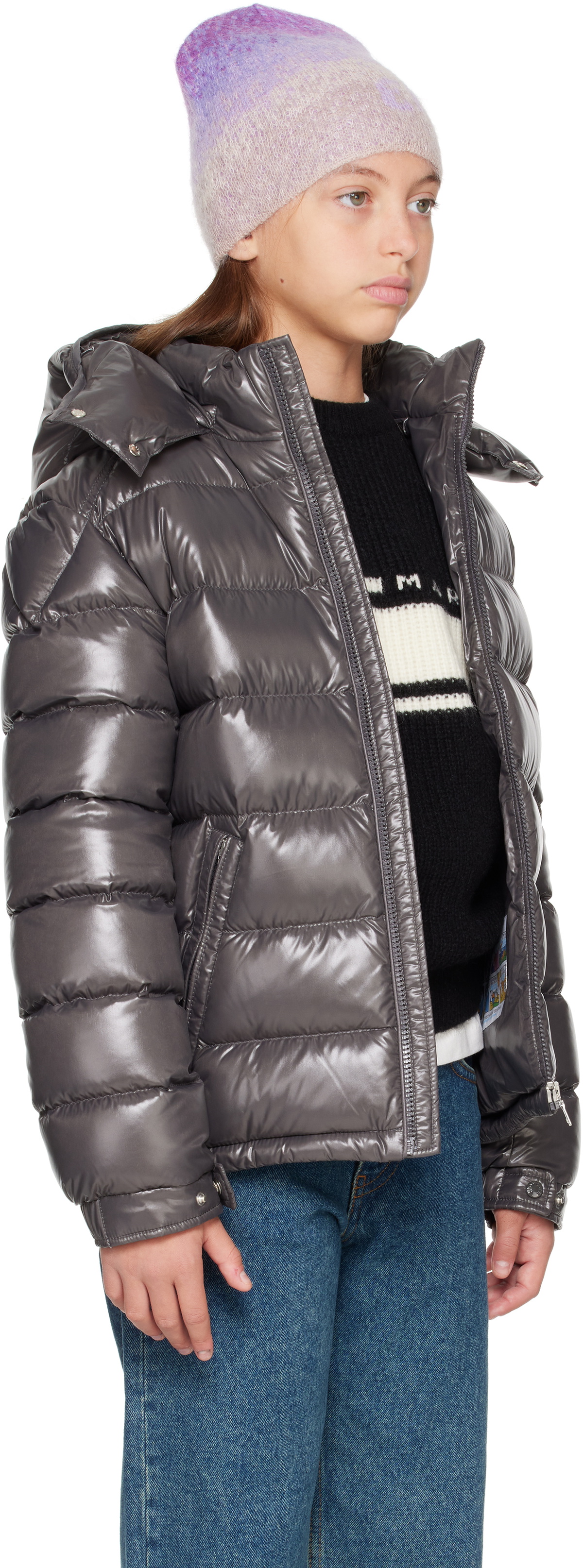 Moncler Enfant Big Kids Gray Maya Hooded Down Jacket Moncler Enfant