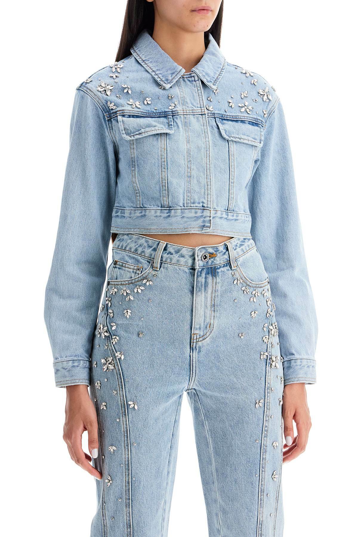 SELF PORTRAIT cropped denim jacket for women Blue Self-Portrait