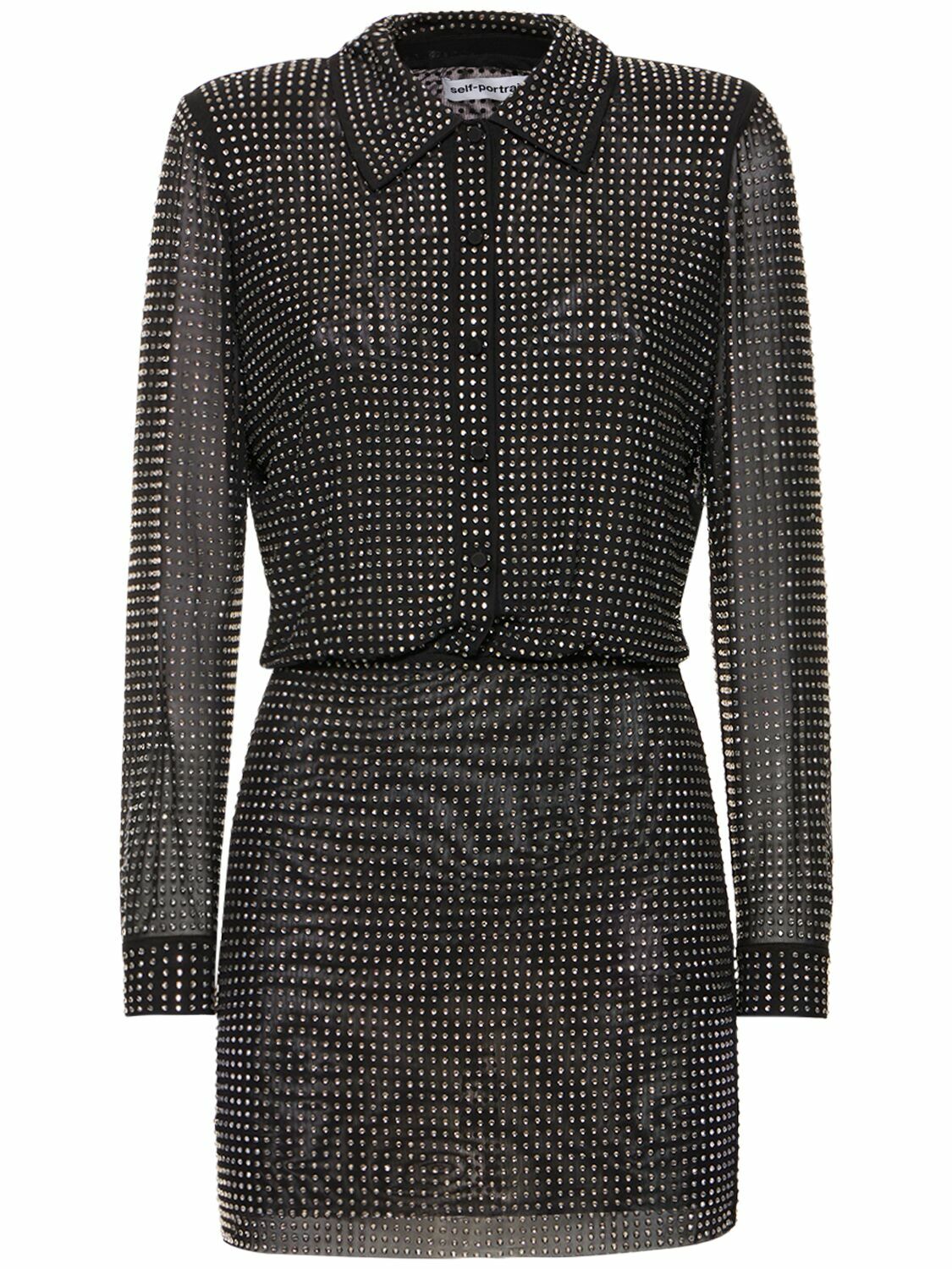 SELF-PORTRAIT - Embellished Mini Shirt Dress Self-Portrait