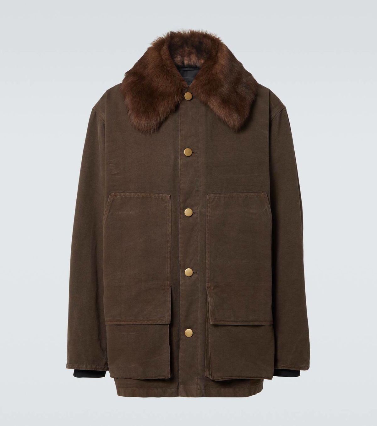 Prada Shearling-trimmed cotton canvas jacket Prada