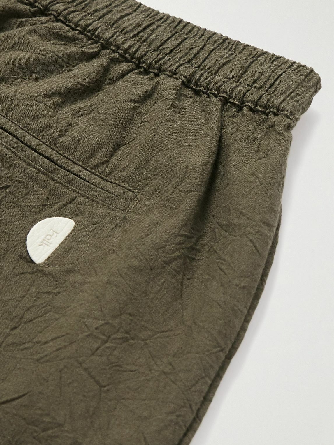 Folk - Assembly Wide-Leg Cotton-Seersucker Shorts - Green Folk