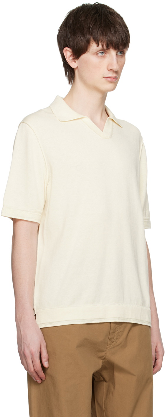 BOSS Off-White Open Collar Polo BOSS