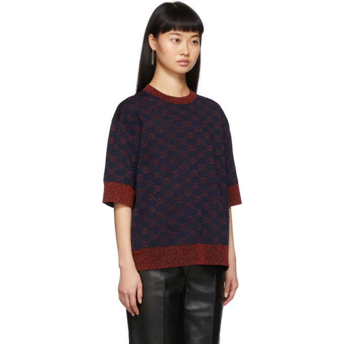 Gucci Navy Lurex Interlocking G Sweater Gucci
