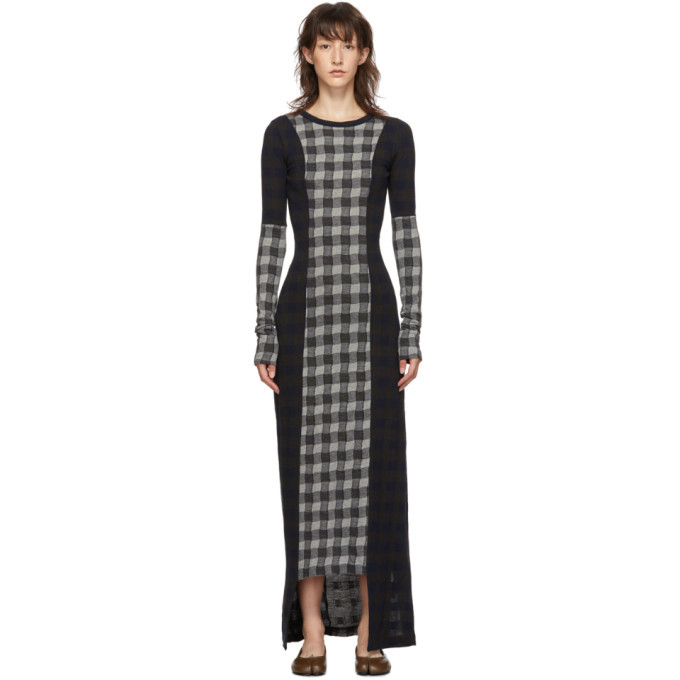 Maison Margiela Navy And Grey Wool Check Patchwork Dress Maison Margiela Maison Margiela Navy And Grey Wool Check Patchwork Dress Maison Margiela