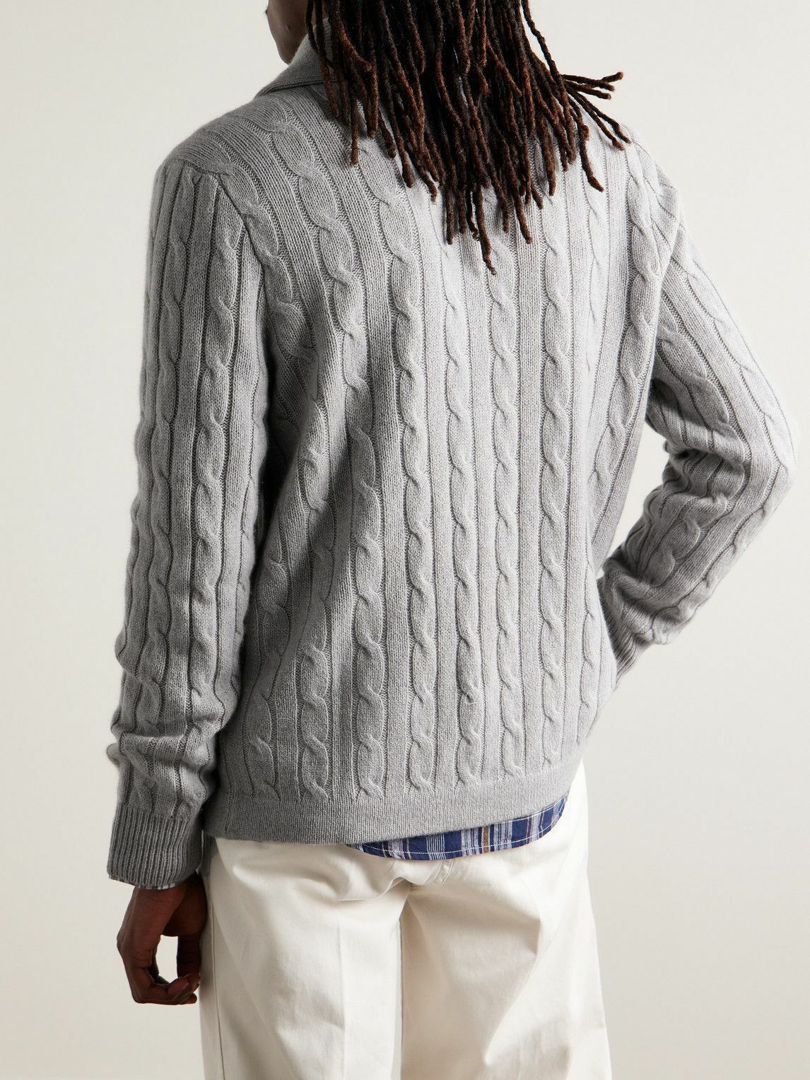 Polo Ralph Lauren - Shawl-Collar Cable-Knit Cashmere Cardigan - Gray Polo Ralph Lauren