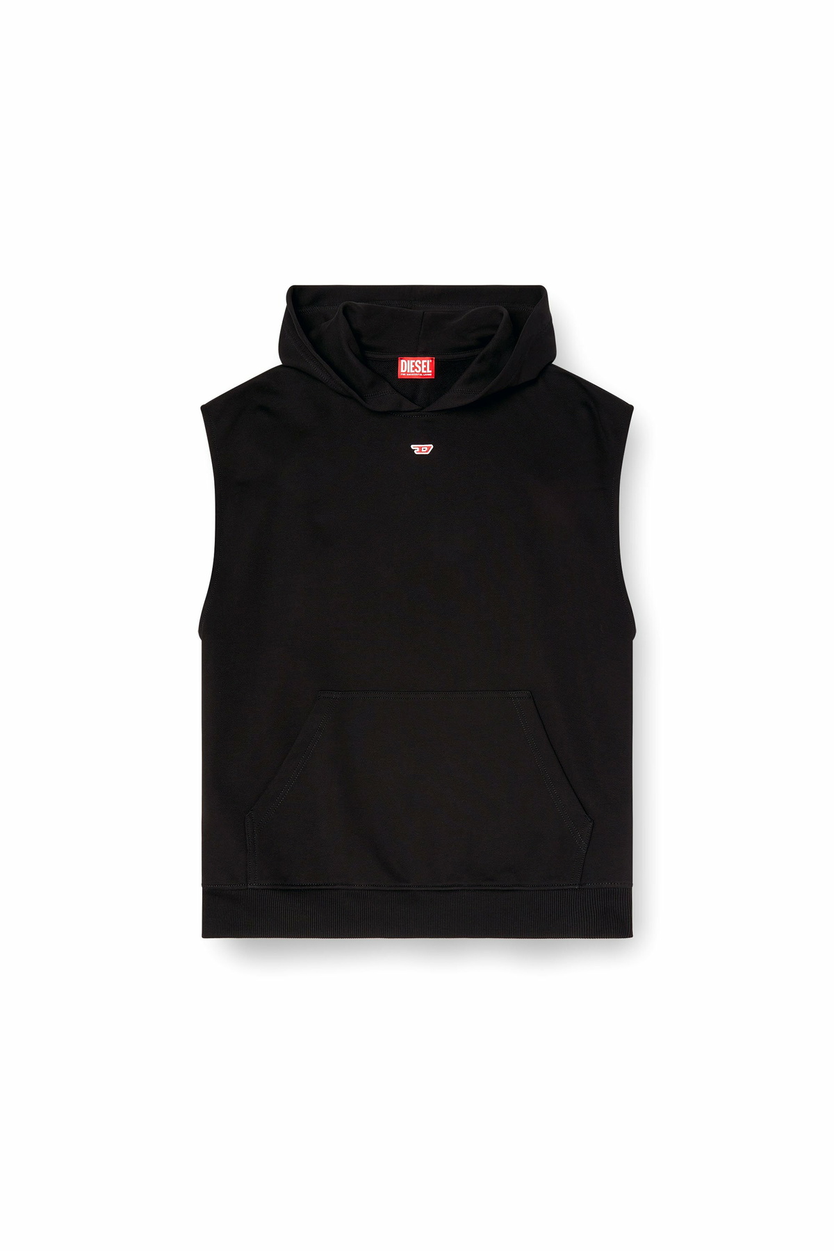 Diesel Sleeveless hoodie with D logo - Sweaters Mens in Black Diesel