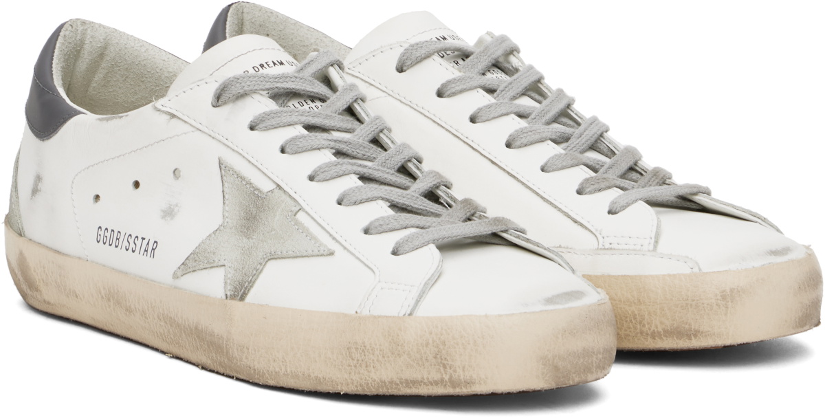 Golden Goose White & Gray Super-Star Classic Sneakers Golden Goose ...