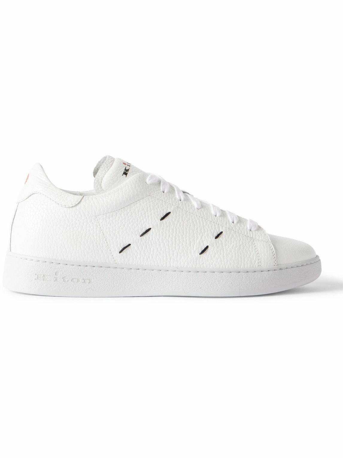 Kiton - Embroidered Full-Grain Leather Sneakers - White Kiton