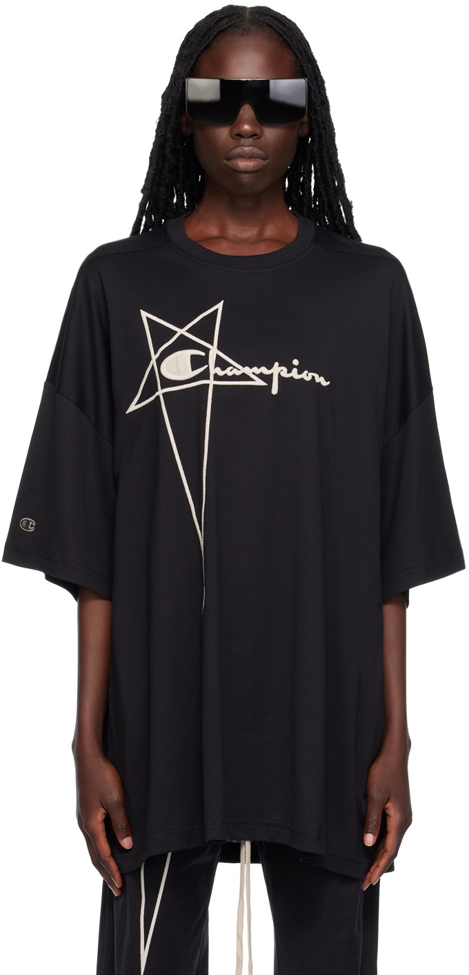 Rick Owens Black Champion Edition Tommy T-Shirt Rick Owens