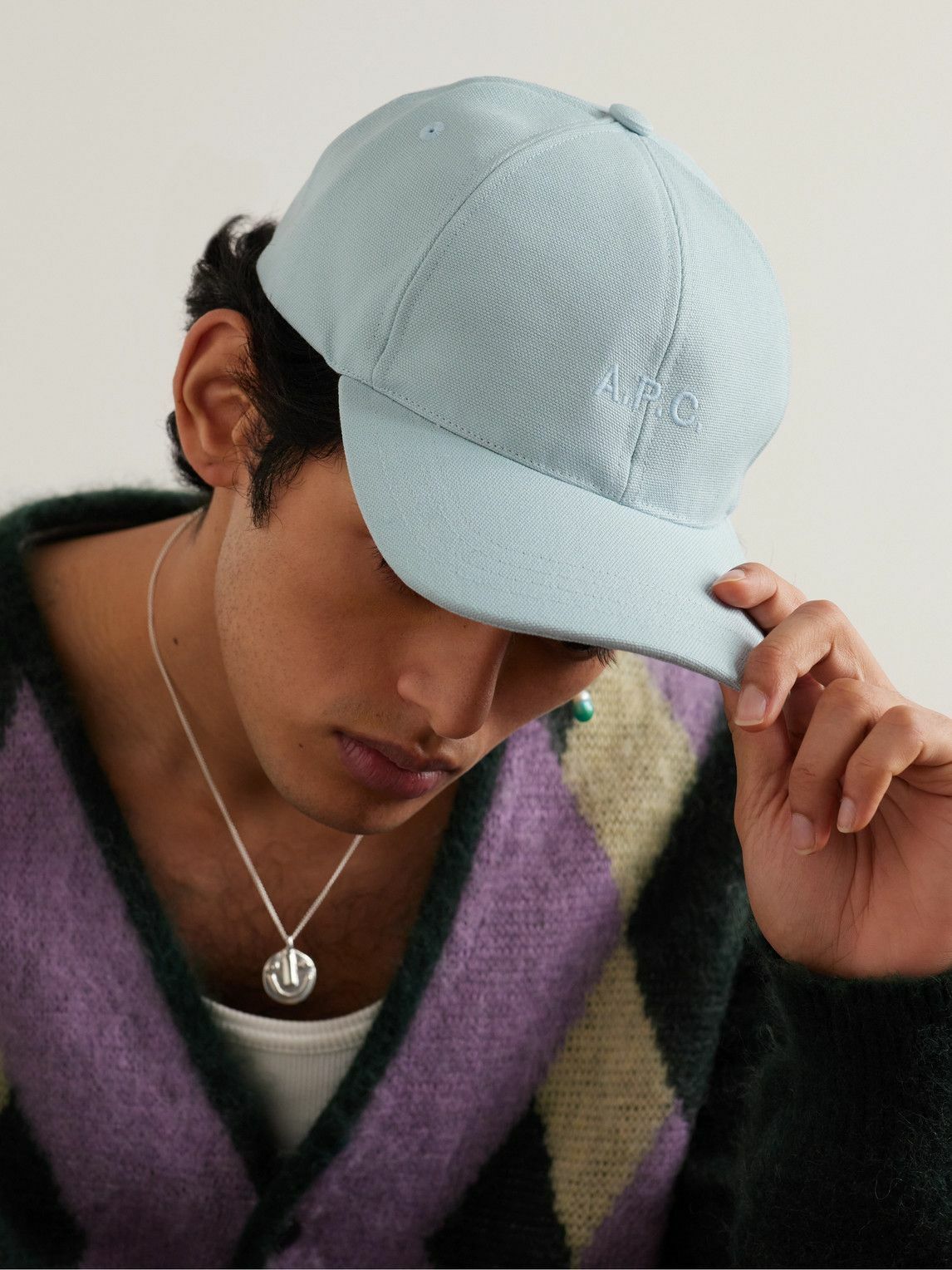 A.P.C. - Charlie Logo-Embroidered Cotton-Canvas Baseball Cap - Blue A.P.C.