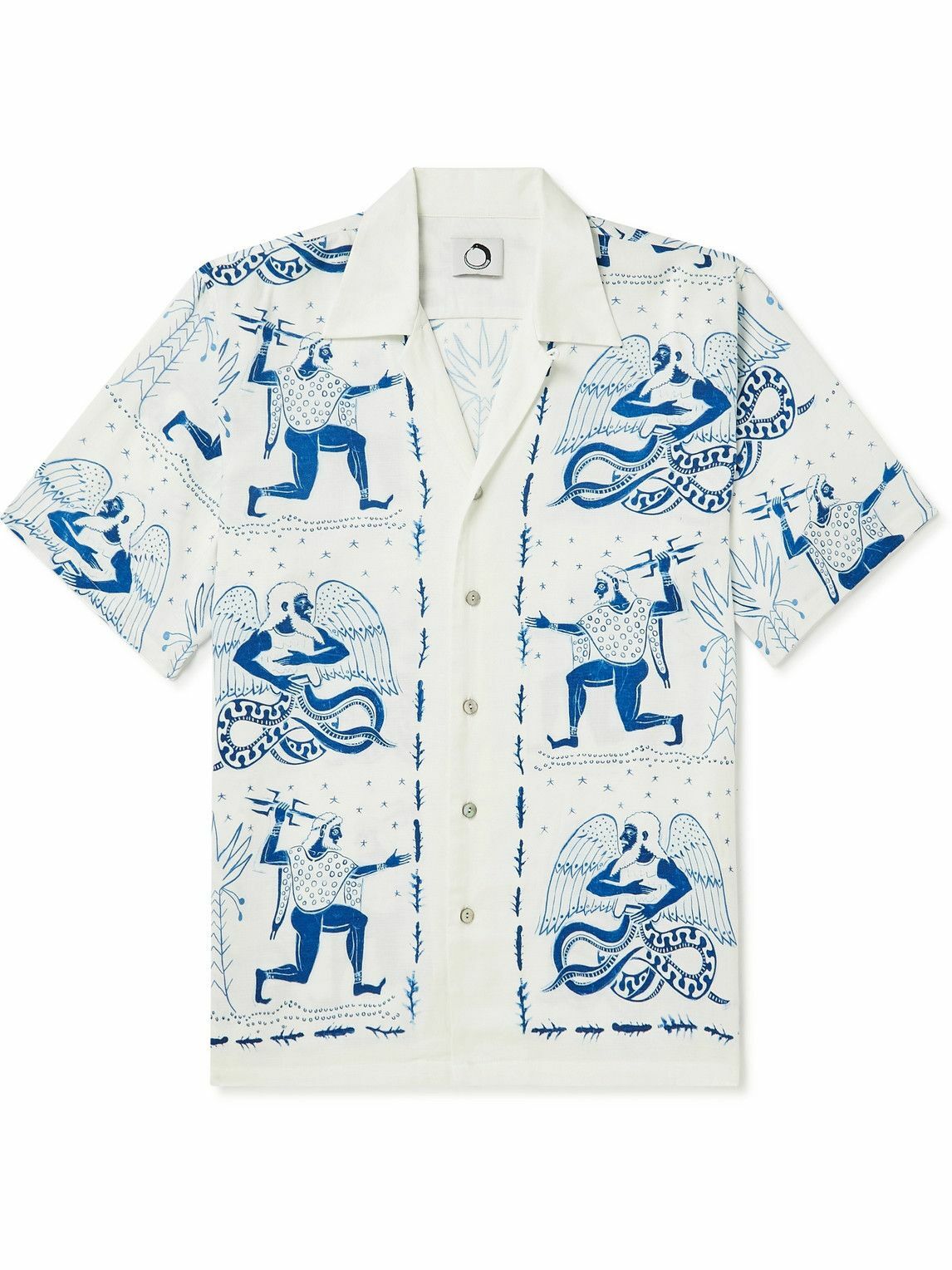 Endless Joy - Typhon Convertible-Collar Printed TENCEL™ and Linen-Blend ...
