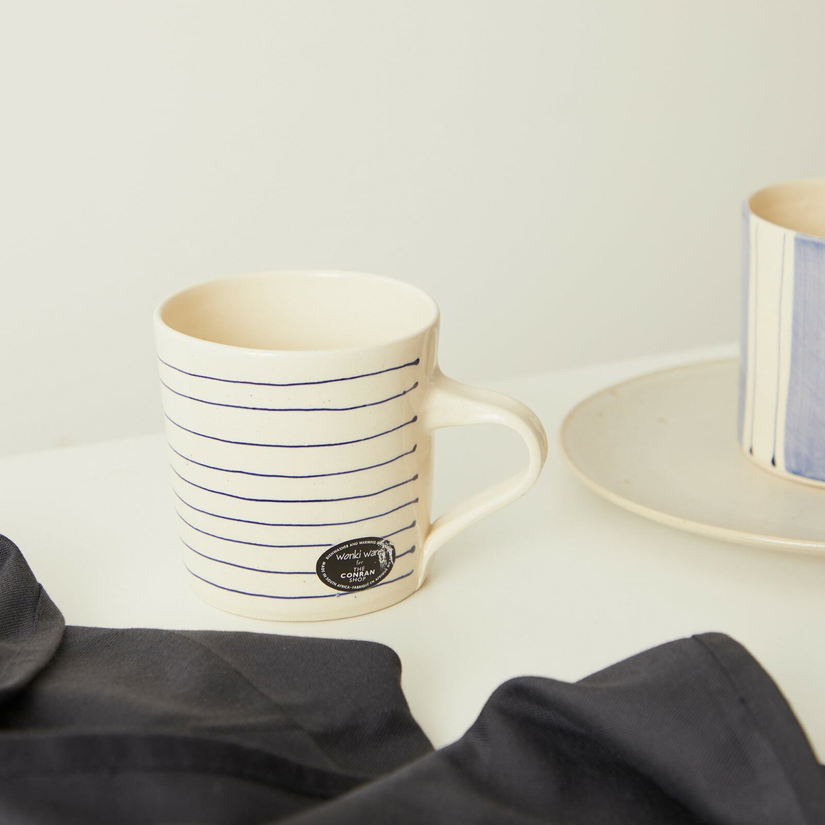 The Conran Shop Horizontal Strip Mug in Blue/White The Conran Shop