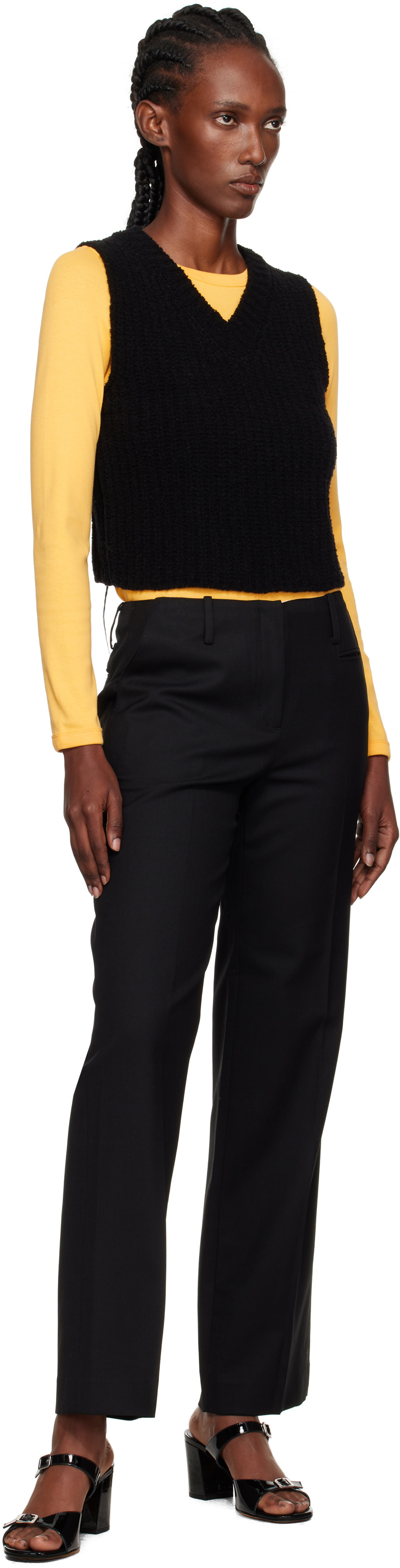 Nothing Written Black Garine Wool Sweater Vest NOTHING WRITTEN